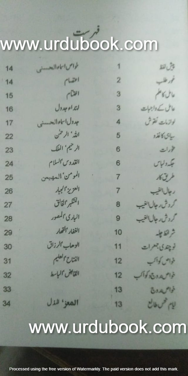 MUFEEZ UL AMLIYAT WA TAWEEZAT - مفیض العملیات و تعویذات* – URDU BOOK